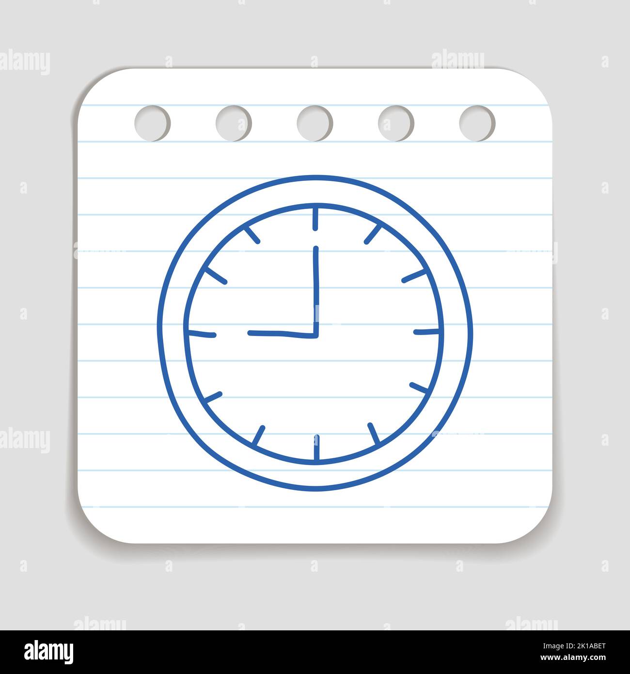 Doodle Wall Clock icon. Blue pen hand drawn infographic symbol on a ...