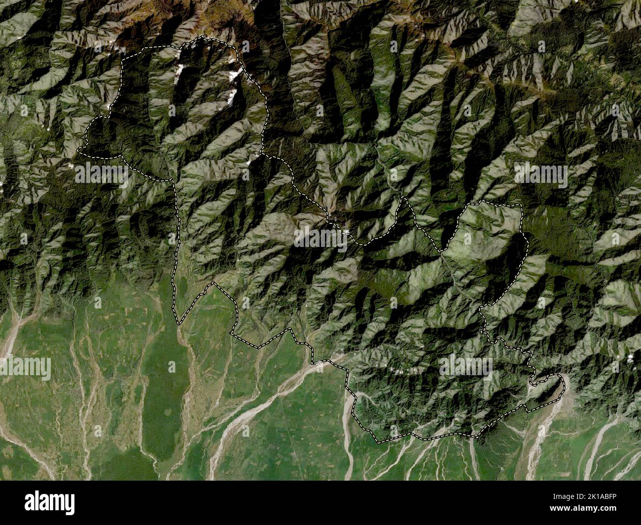 Samtse, district of Bhutan. Low resolution satellite map Stock Photo ...