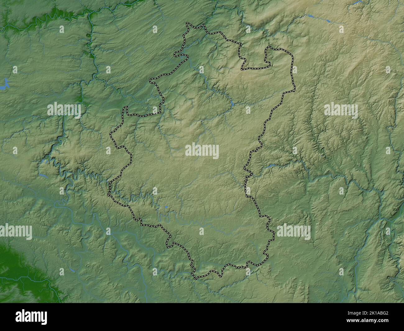 Luxembourg, province of Belgium. Colored elevation map with lakes and ...