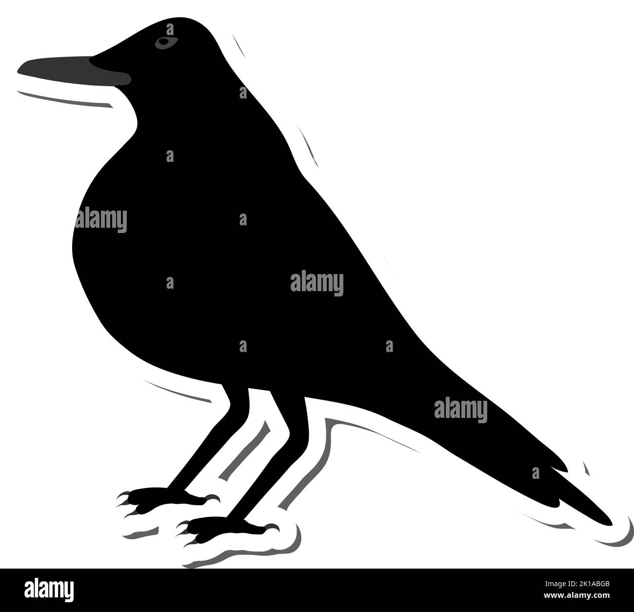 Crow Sticker With Shadow Over White Background for Creating Halloween ...