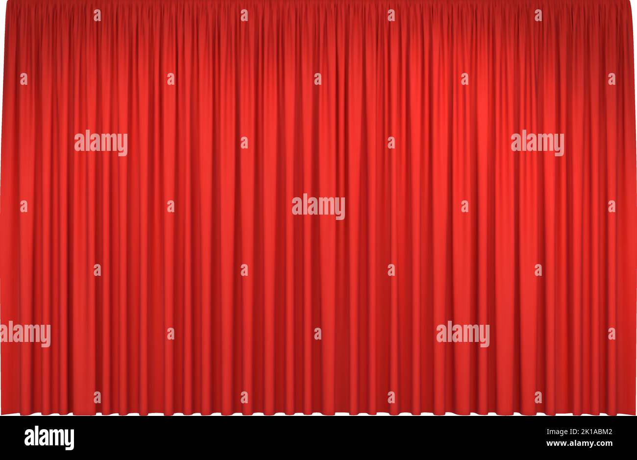 Red stage curtains isolated on white background. Realistic closed ...