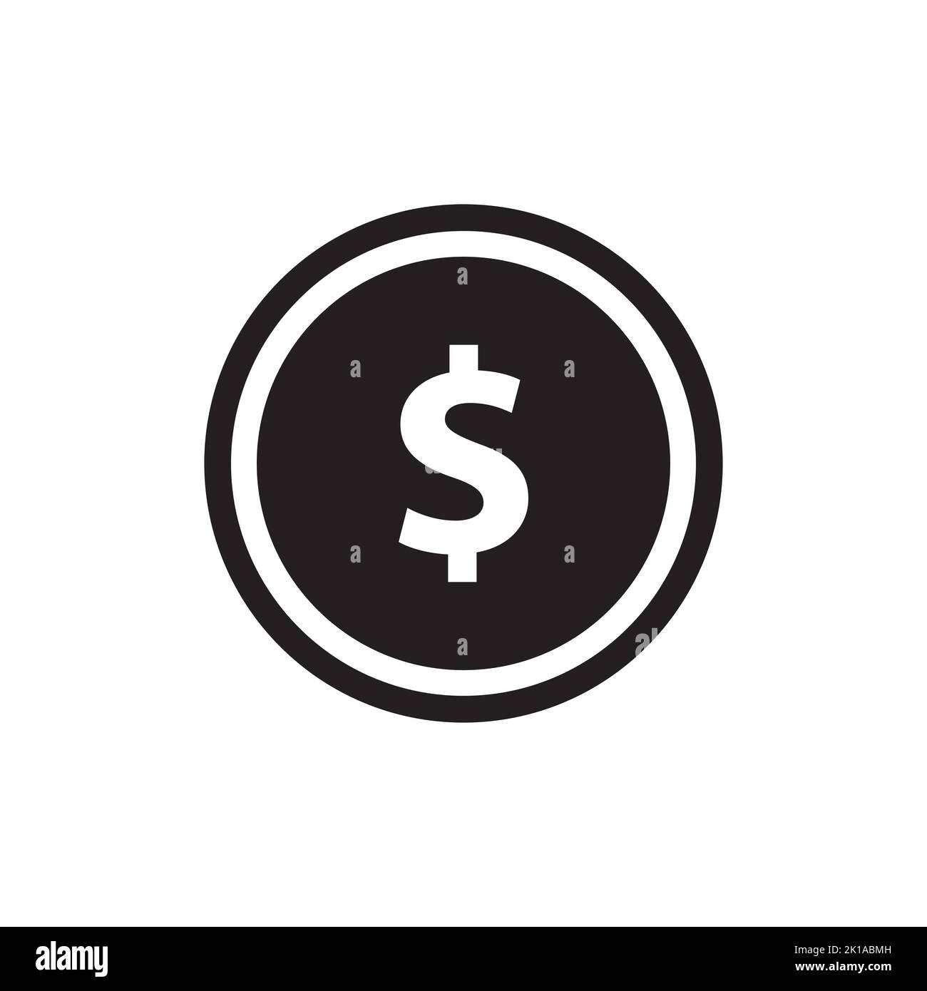 A simple design of the dollar sign in a black circle on a white ...