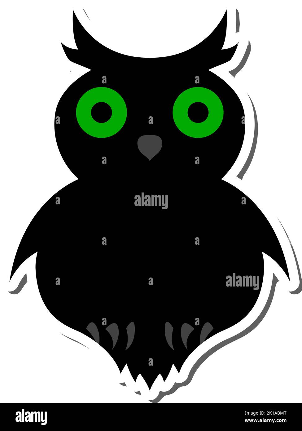 Halloween black owl sticker with shadow. Vector illustration Stock ...