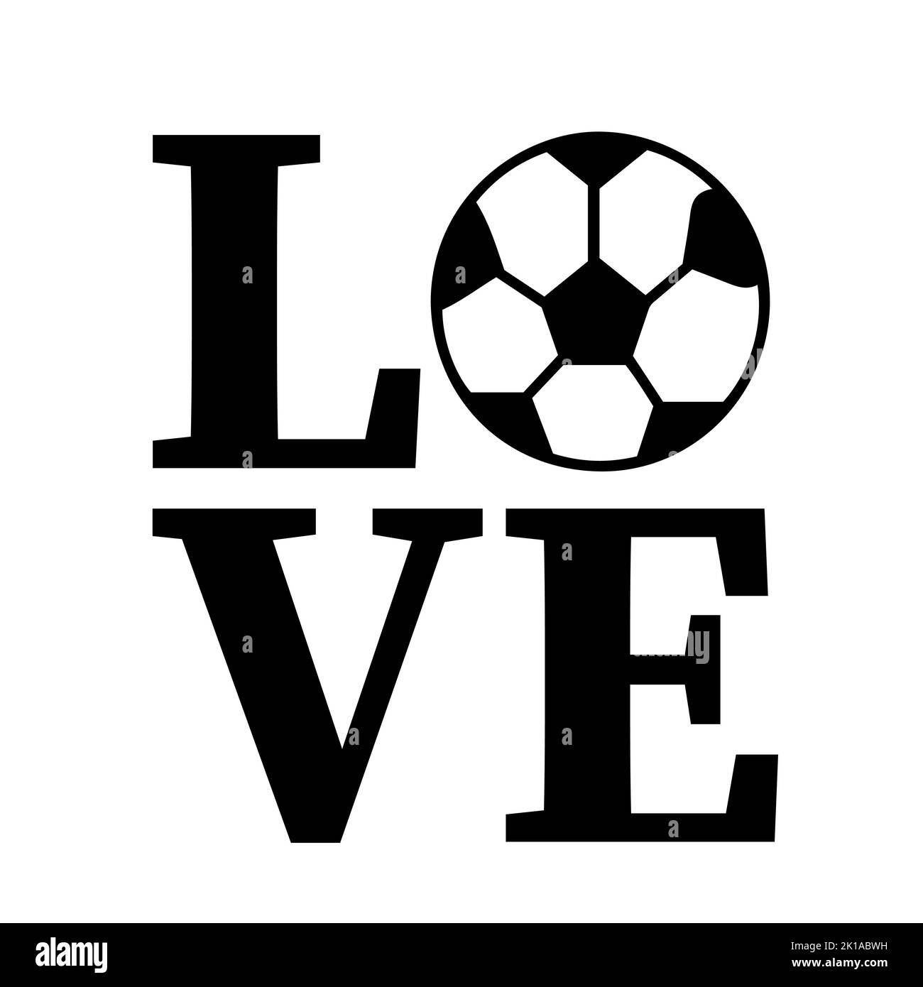 Love Soccer lettering with ball isolated on white. Football typography ...