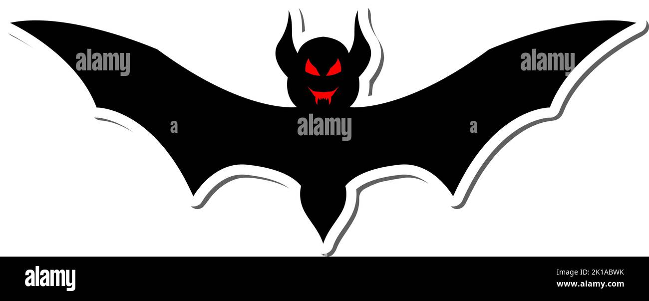 Halloween Holiday Sticker With Shadow Element. Flying Bat Over White ...