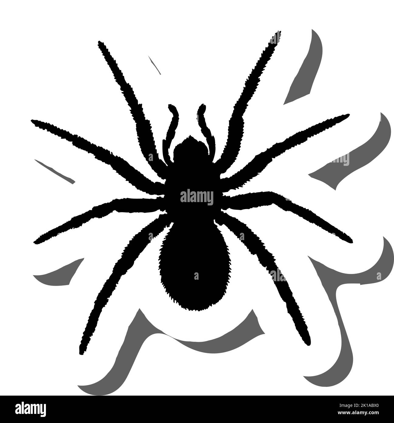 Halloween black spider sticker with shadow. Vector illustration Stock ...