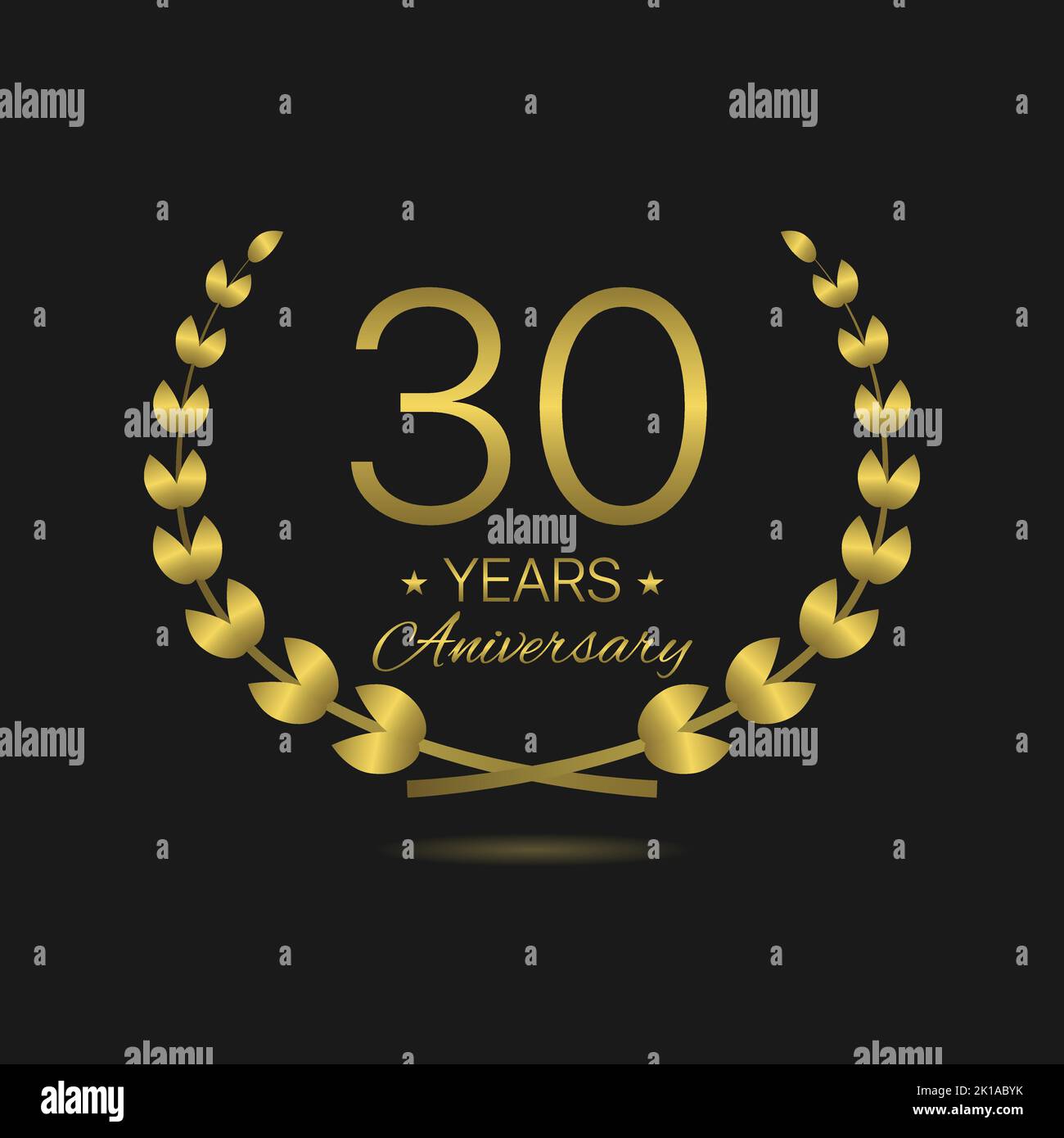 Thirty Anniversary golden laurel wreath label Vector Stock Vector Image ...