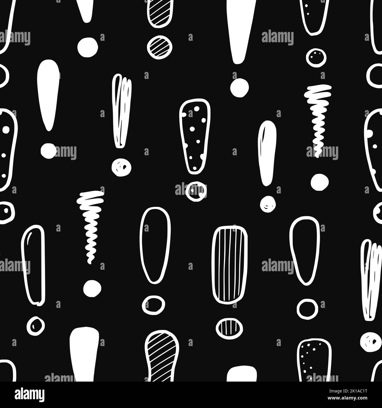 Hand drawn exclamation mark seamless pattern. Scribble doodle ...