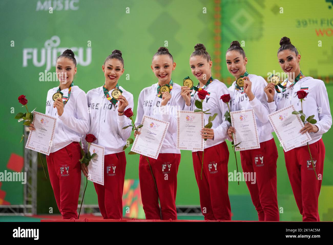 Sofia, Bulgaria. 16th Sep, 2022. Awards BUL Gold Medal during Rhythmic ...