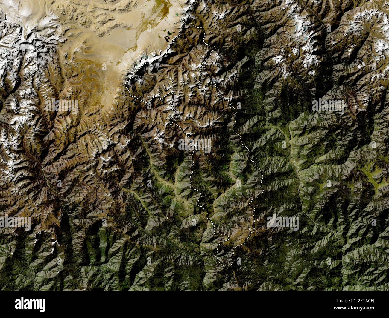 Thimphu, district of Bhutan. Low resolution satellite map Stock Photo ...