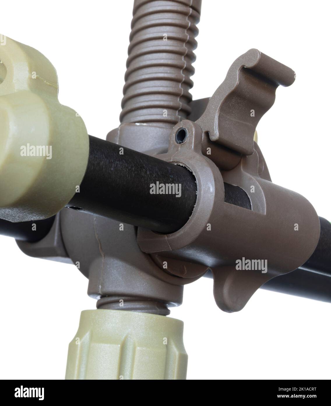 Locking lever that is polymer on a metal rail Stock Photo - Alamy