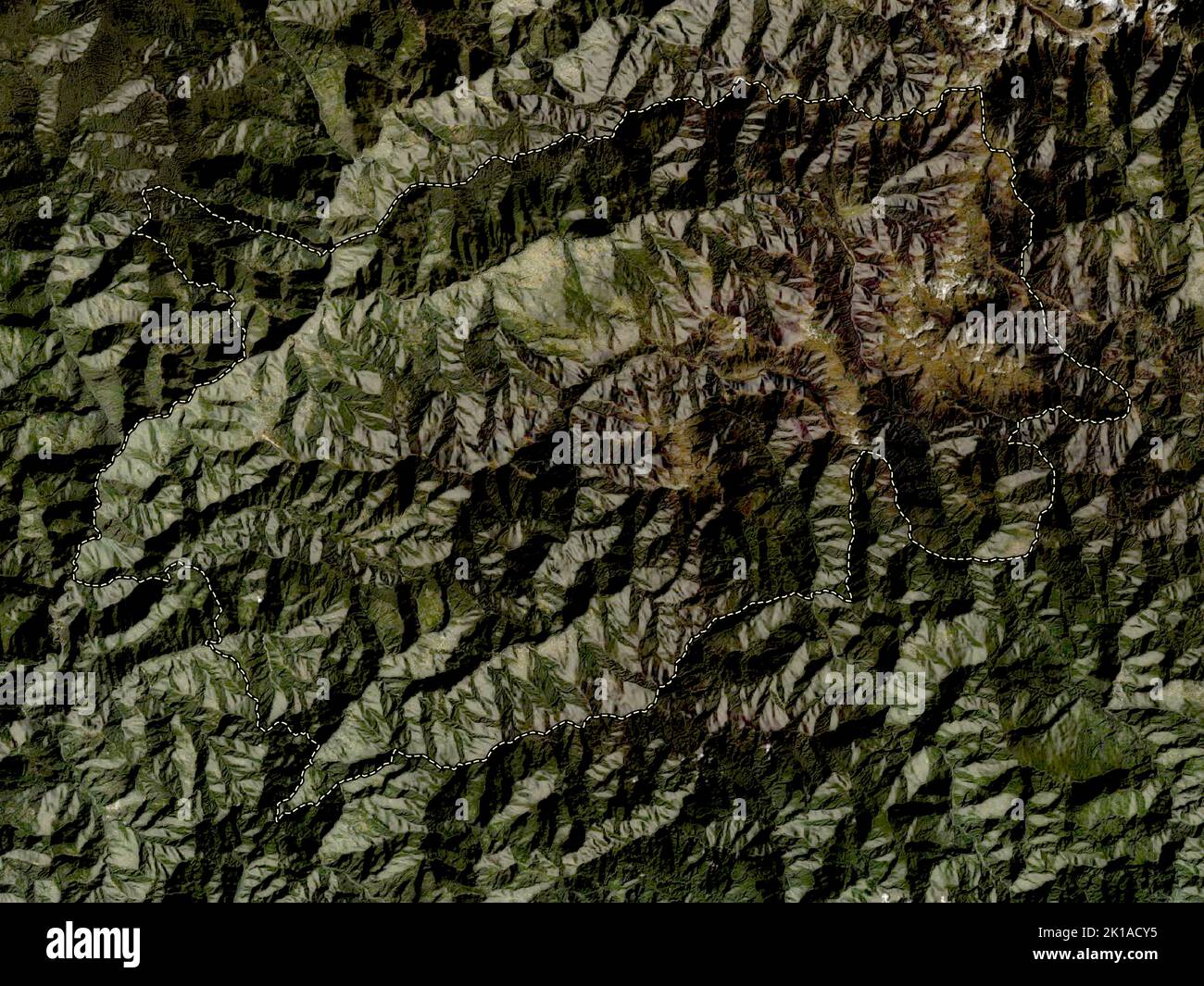 Trashigang, district of Bhutan. Low resolution satellite map Stock ...