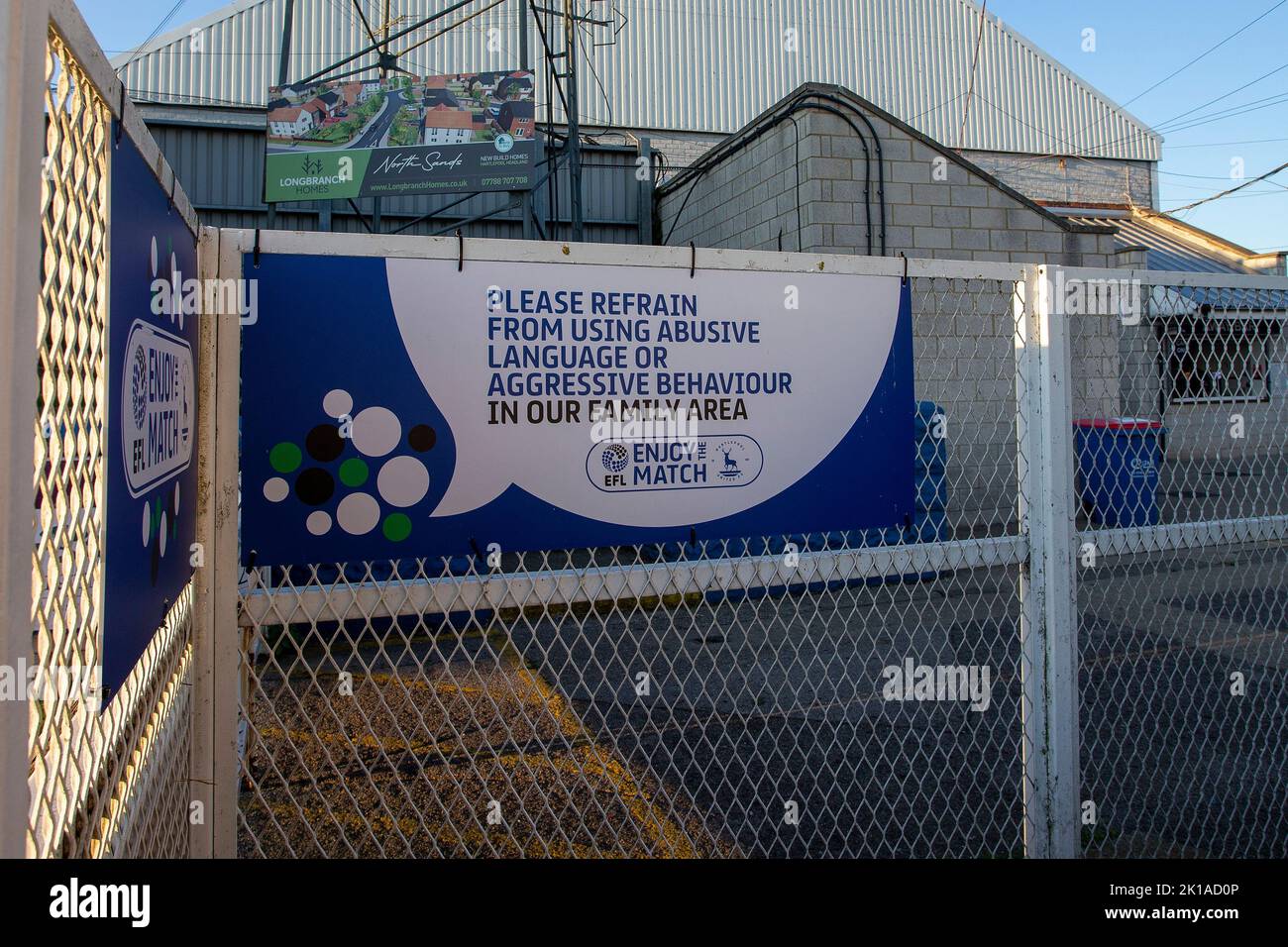 Signage inside the ground during the Sky Bet League 2 match between ...