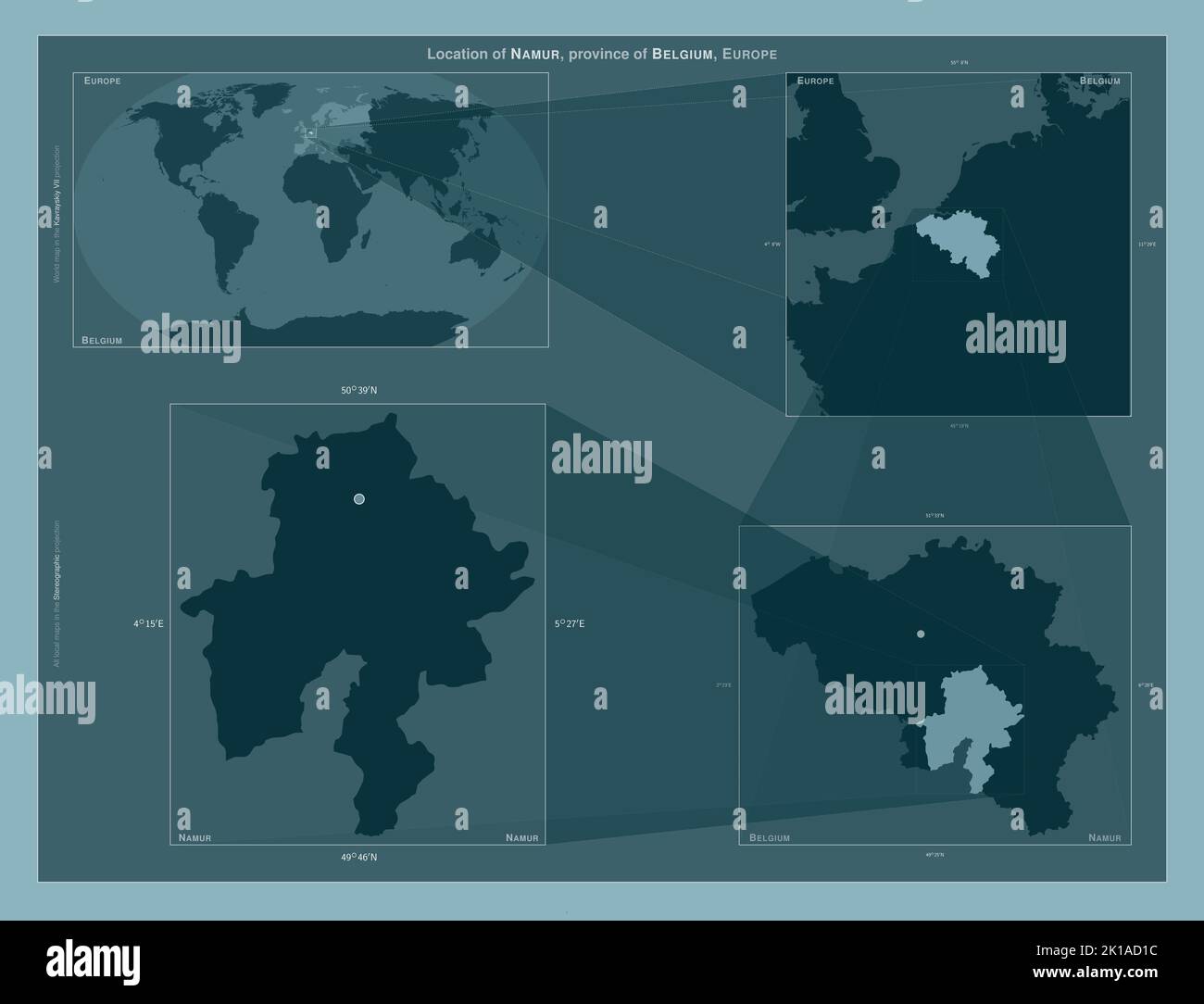 Namur, province of Belgium. Diagram showing the location of the region ...