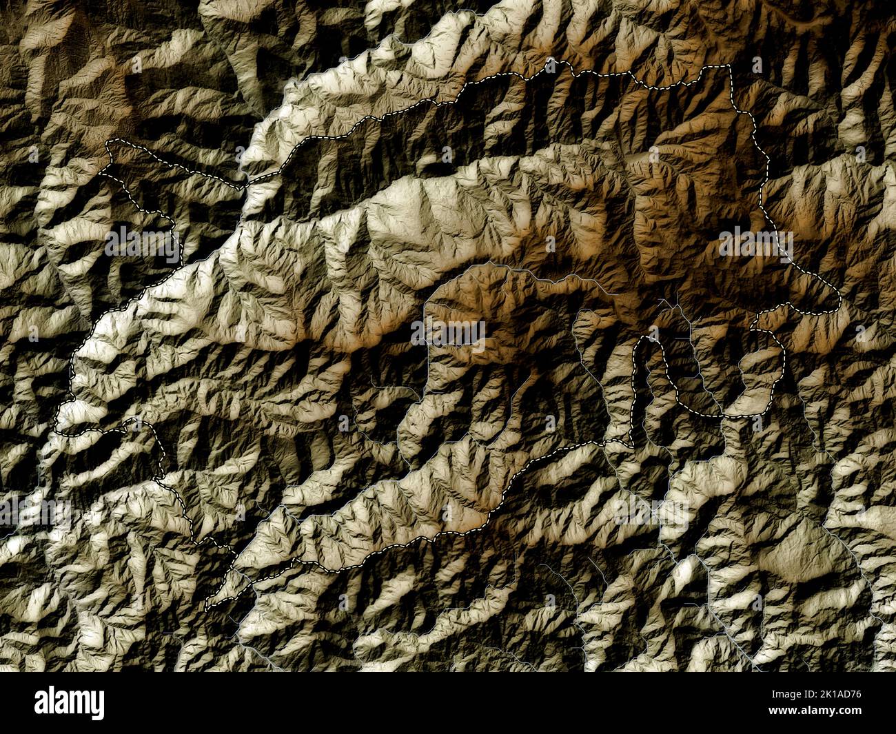 Trashigang, district of Bhutan. Elevation map colored in wiki style ...