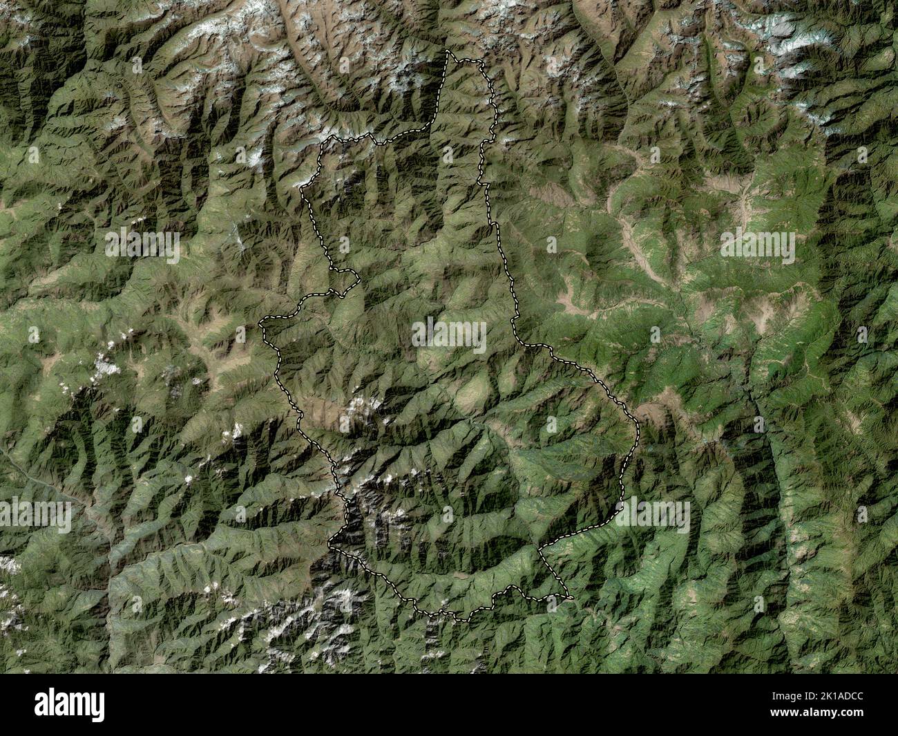 Trongsa, district of Bhutan. High resolution satellite map Stock Photo ...