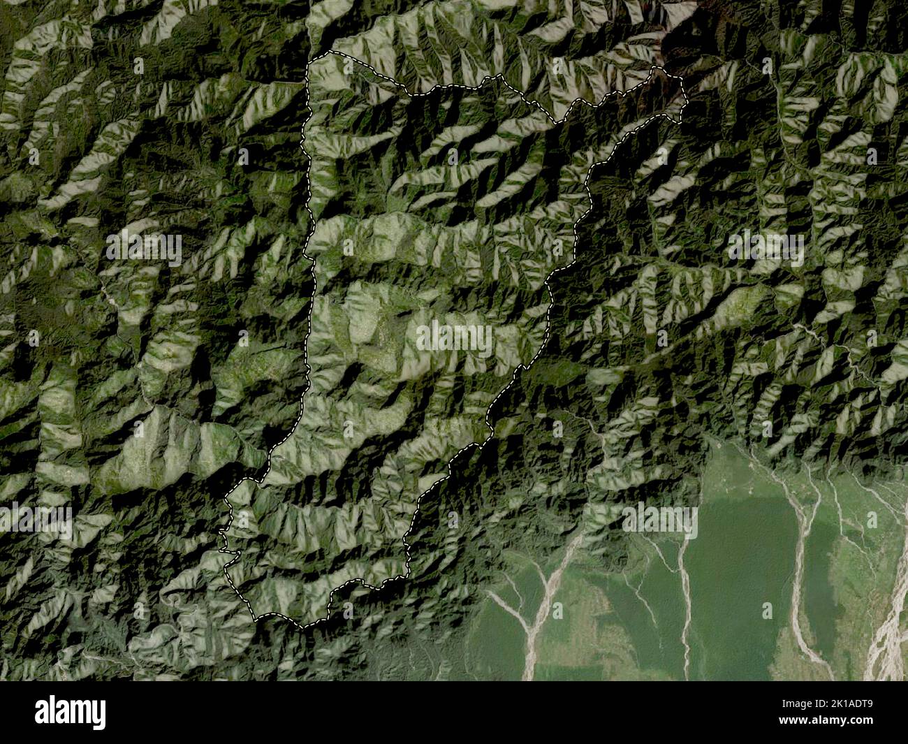 Tsirang, district of Bhutan. Low resolution satellite map Stock Photo ...