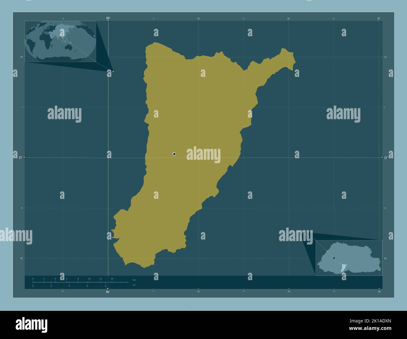 Tsirang, district of Bhutan. Solid color shape. Corner auxiliary ...