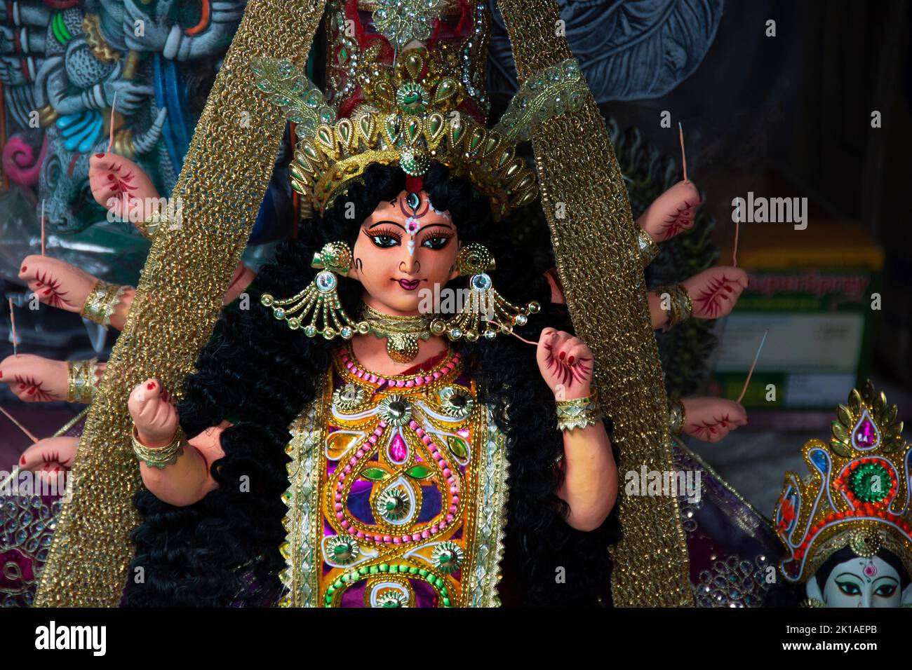 The Supreme shakti, Maa Durga is worshiped with diya lamp in utmost ...