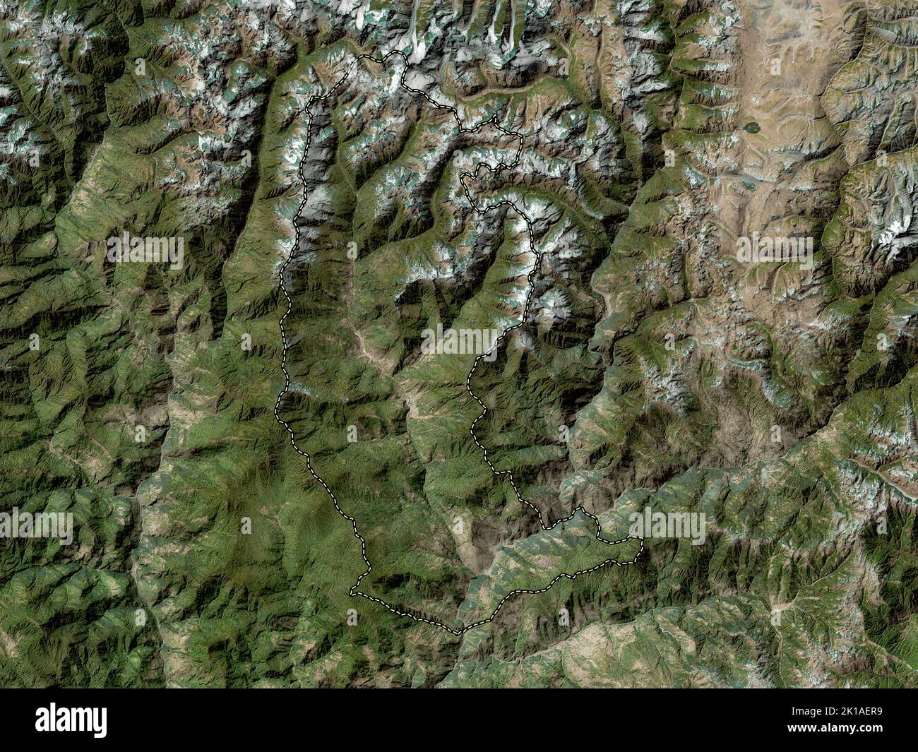 Yangtse, district of Bhutan. High resolution satellite map Stock Photo ...