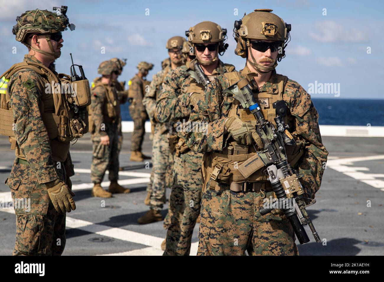 U.S. Marines with Battalion Landing Team 2/5, 31st Marine Expeditionary ...