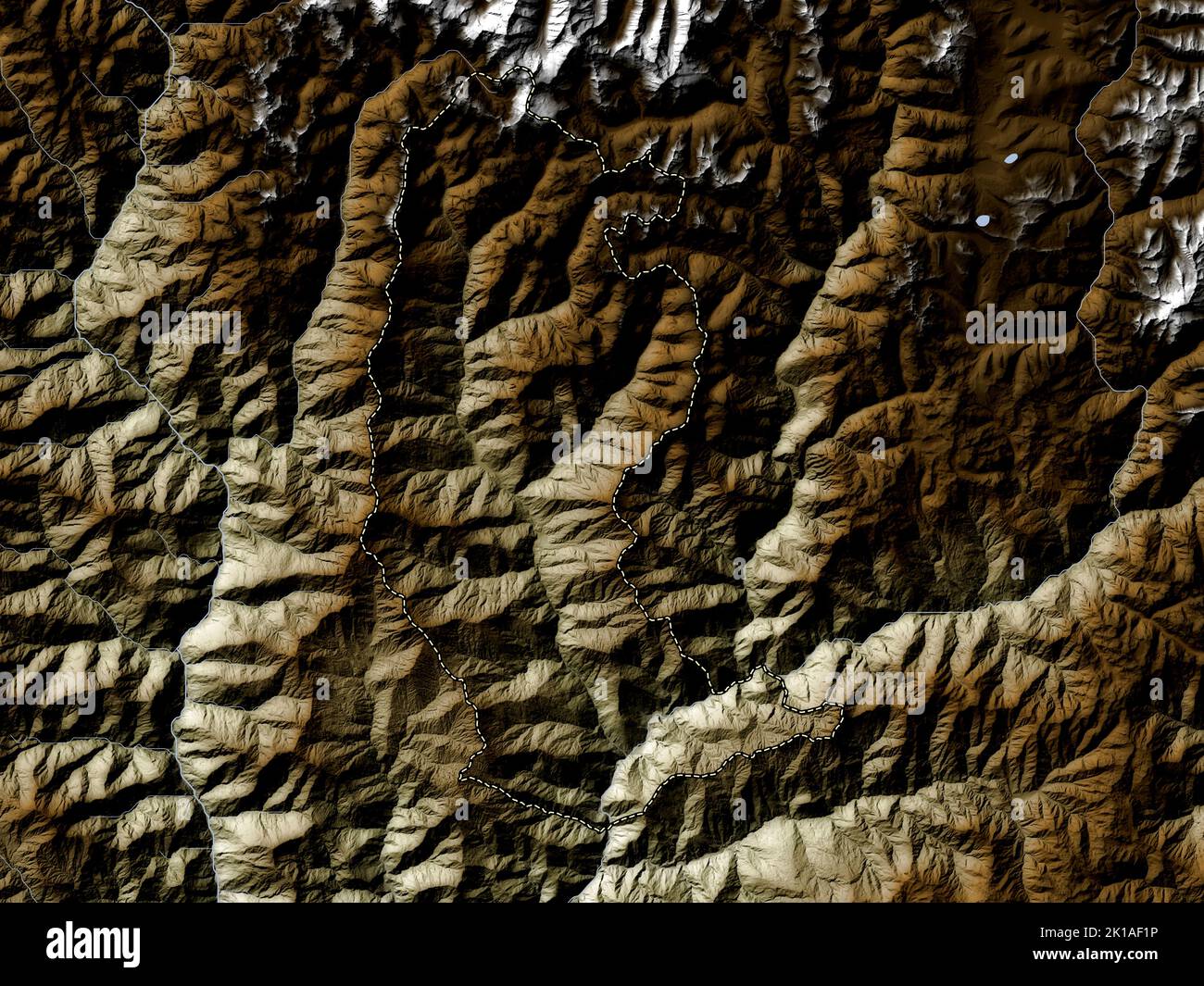 Yangtse, district of Bhutan. Elevation map colored in wiki style with ...