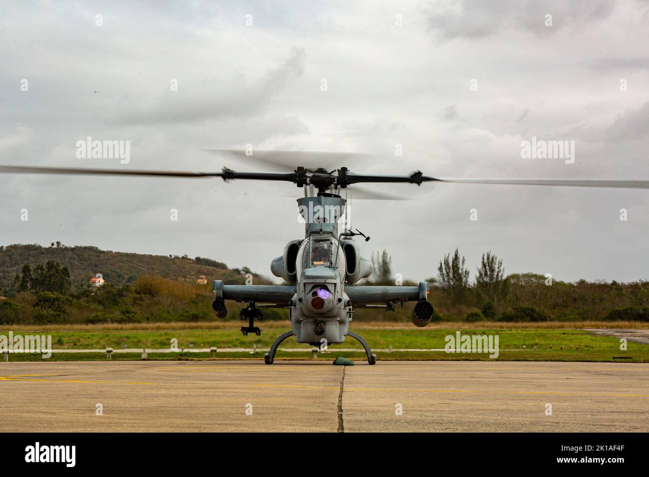 A U.S. Marine Corps AH-1Z Viper attack helicopter with Marine Light ...