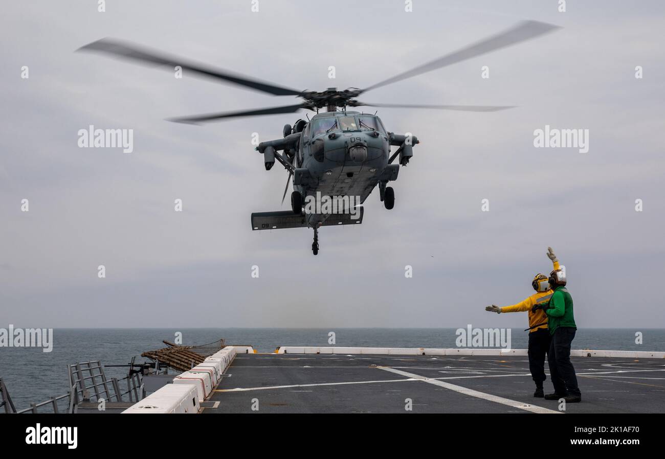 ATLANTIC OCEAN (Sept. 14, 2022) – A MH-60 Sea Hawk helicopter pilot ...