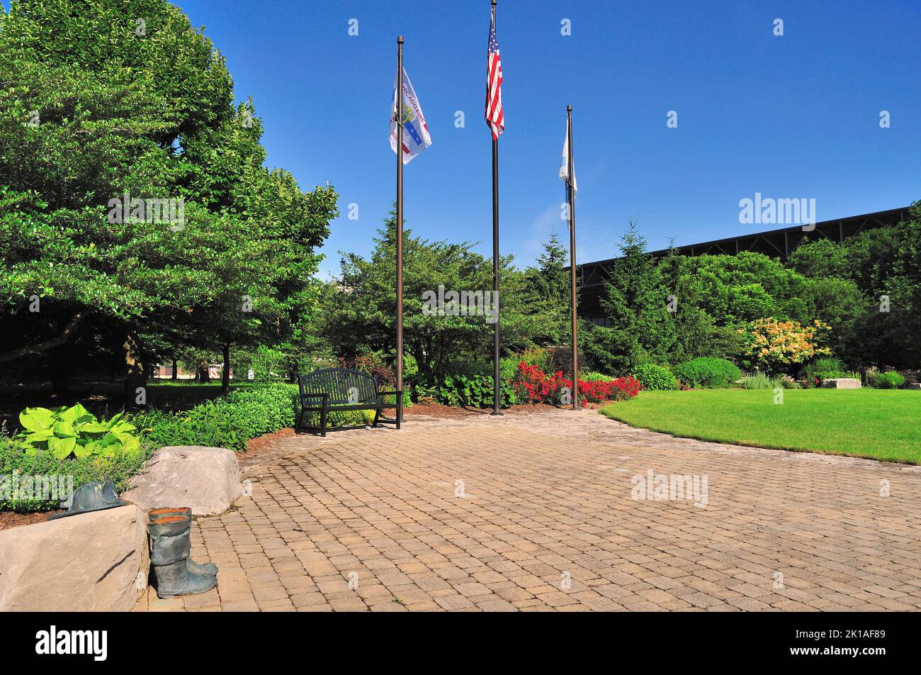 Chicago, Illinois, USA. The Chicago Firefighter/Paramedic Memorial near ...