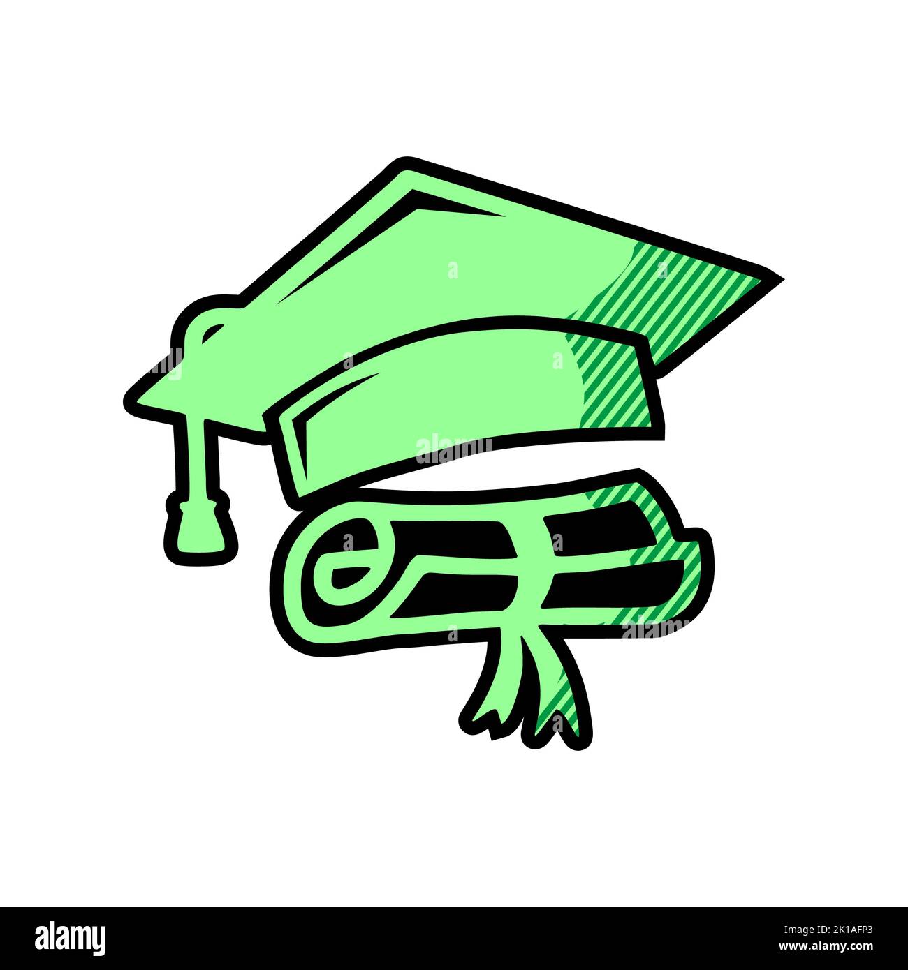 Graduation cap and diploma icon simple vector sign and modern symbol ...