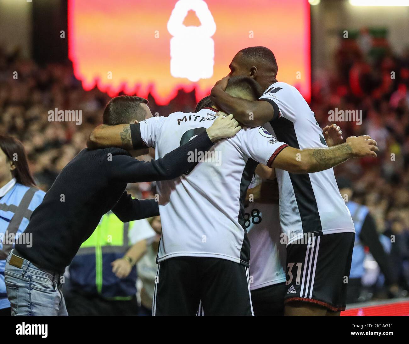 Fulham players celebrate João Palhinha #26 of Fulham goal to make it 1 ...