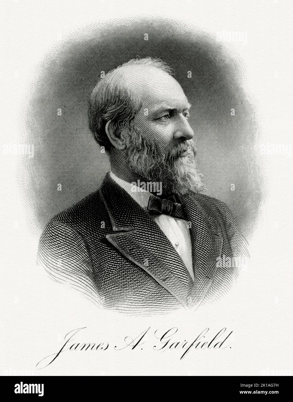 A portrait of US President James Garfield. Garfield was the 20th ...