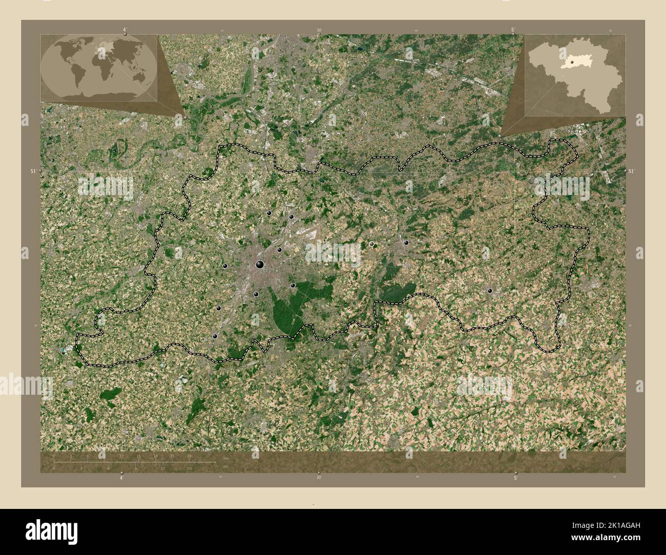 Vlaams Brabant, province of Belgium. High resolution satellite map ...