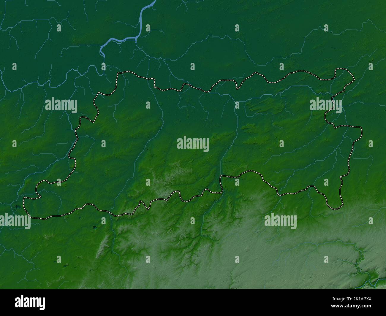 Vlaams Brabant, province of Belgium. Colored elevation map with lakes ...