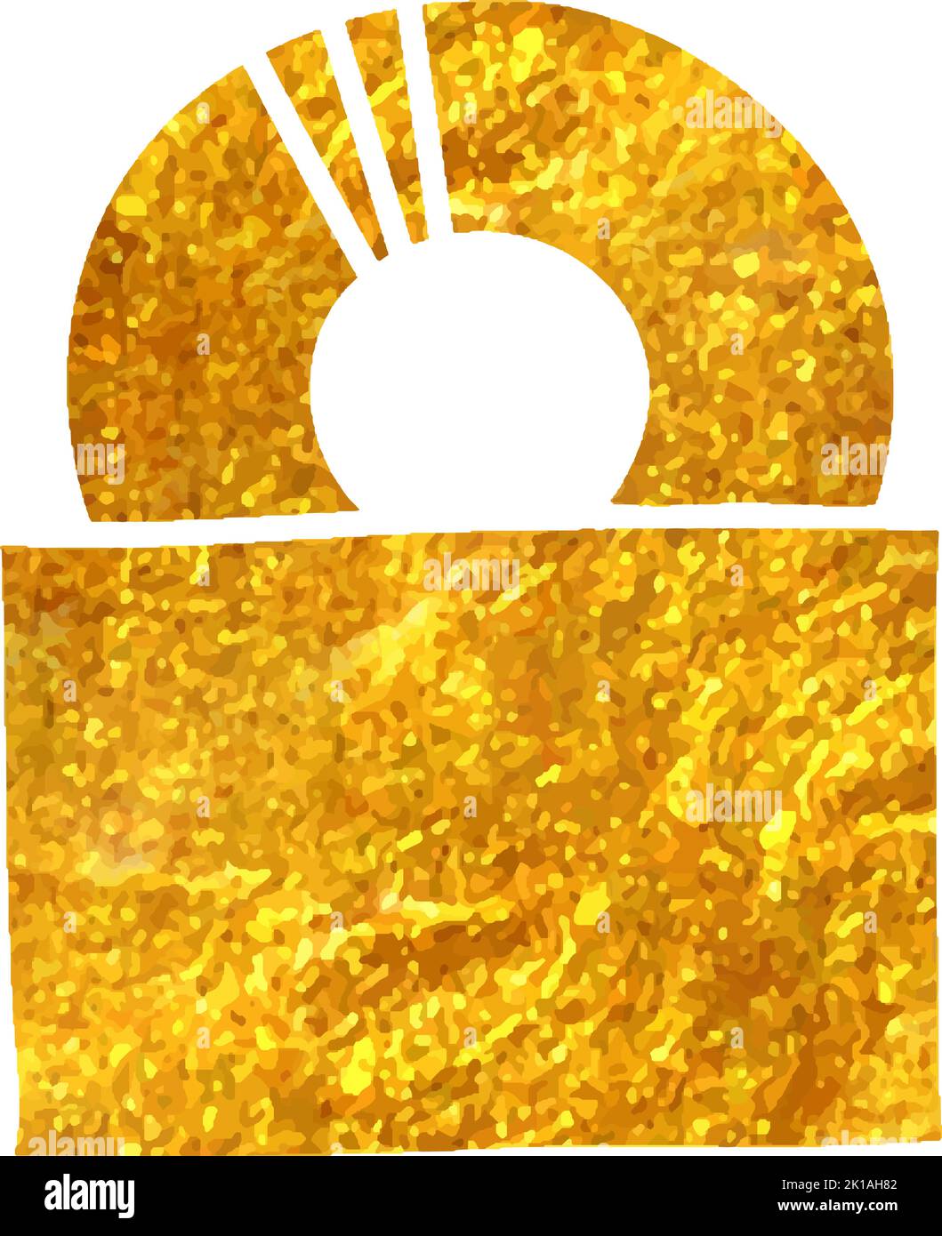 Hand drawn Music album icon in gold foil texture vector illustration ...