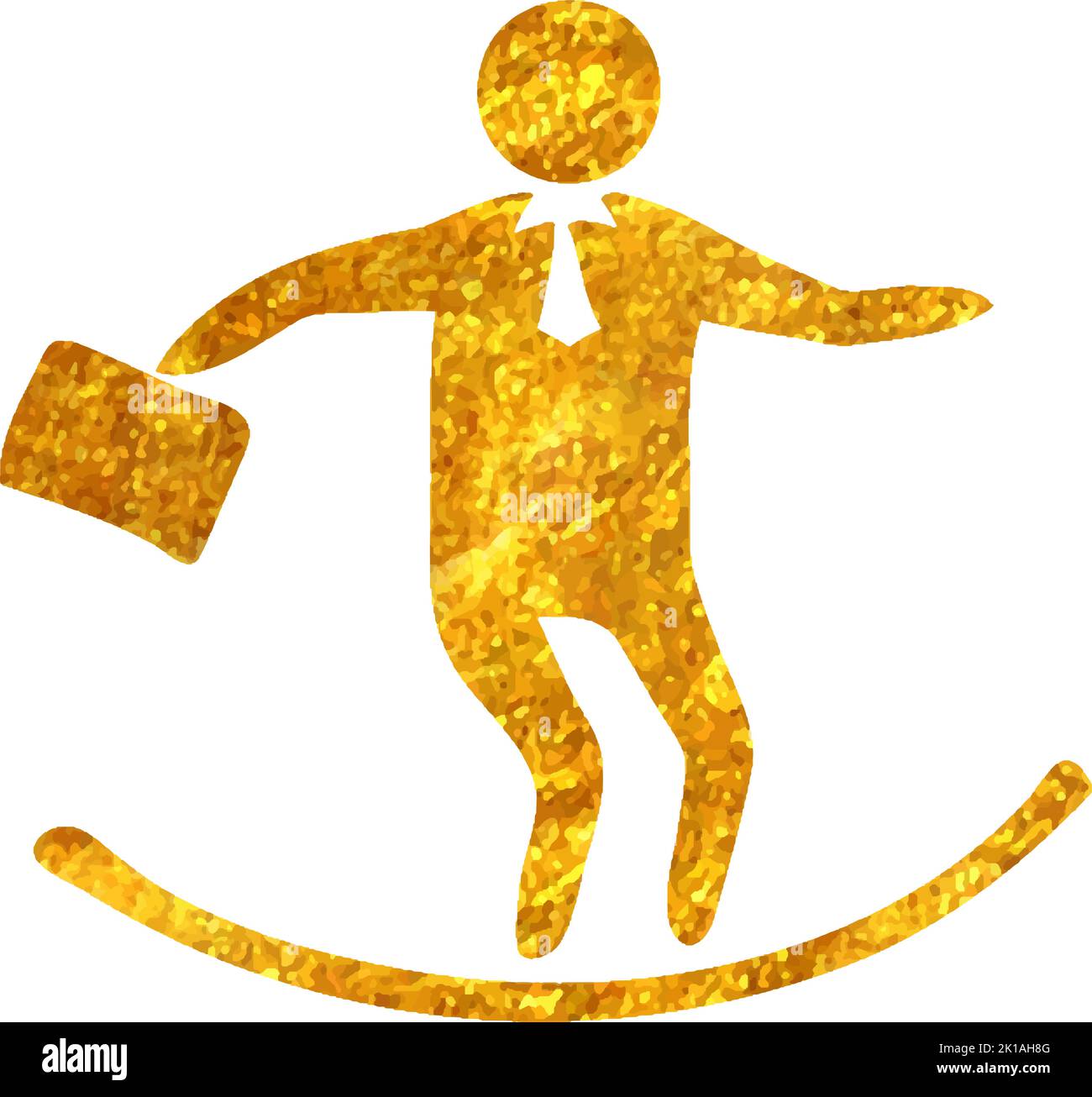 Hand drawn Businessman challenge icon in gold foil texture vector ...