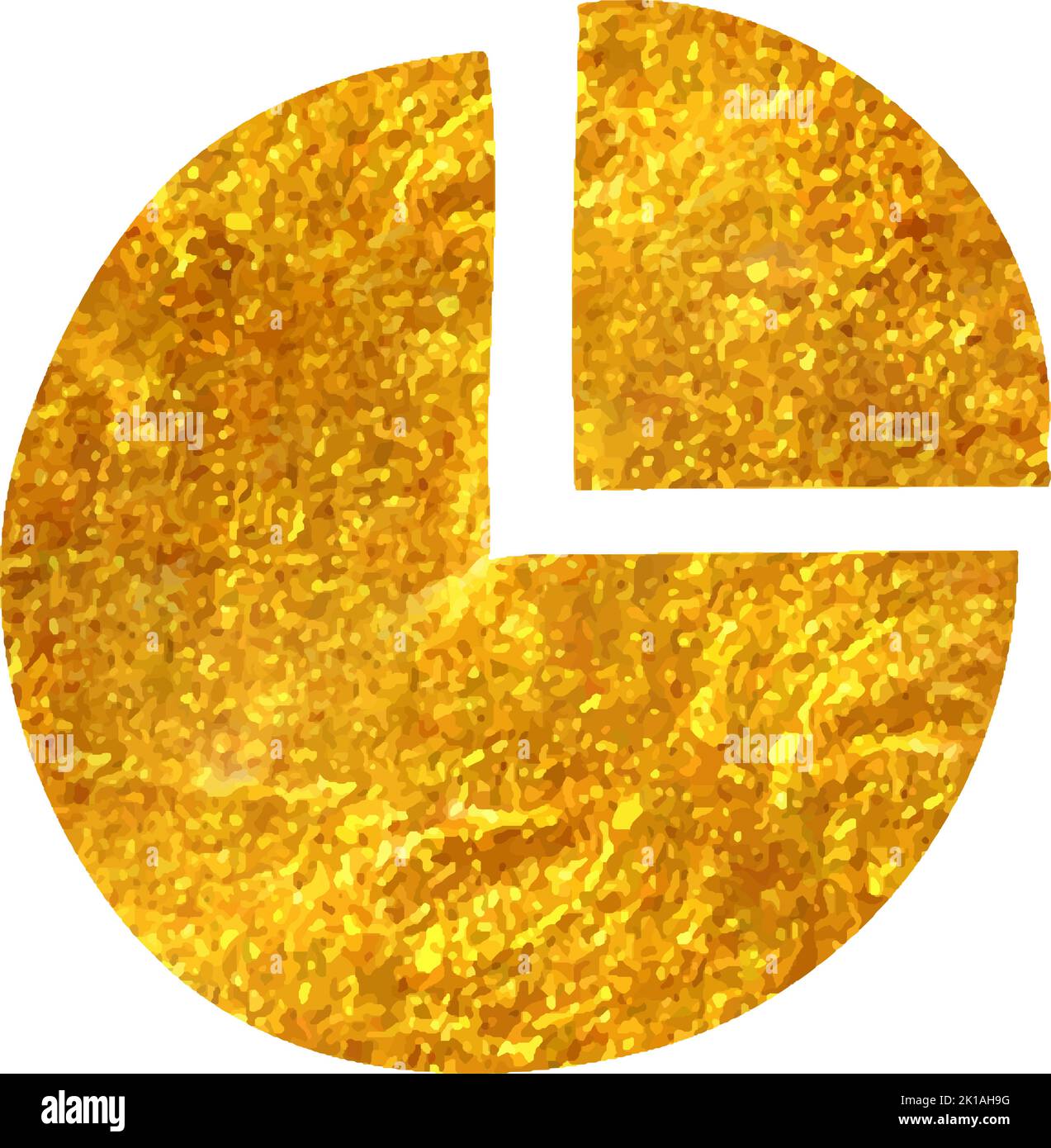 Hand drawn Pie chart icon in gold foil texture vector illustration ...