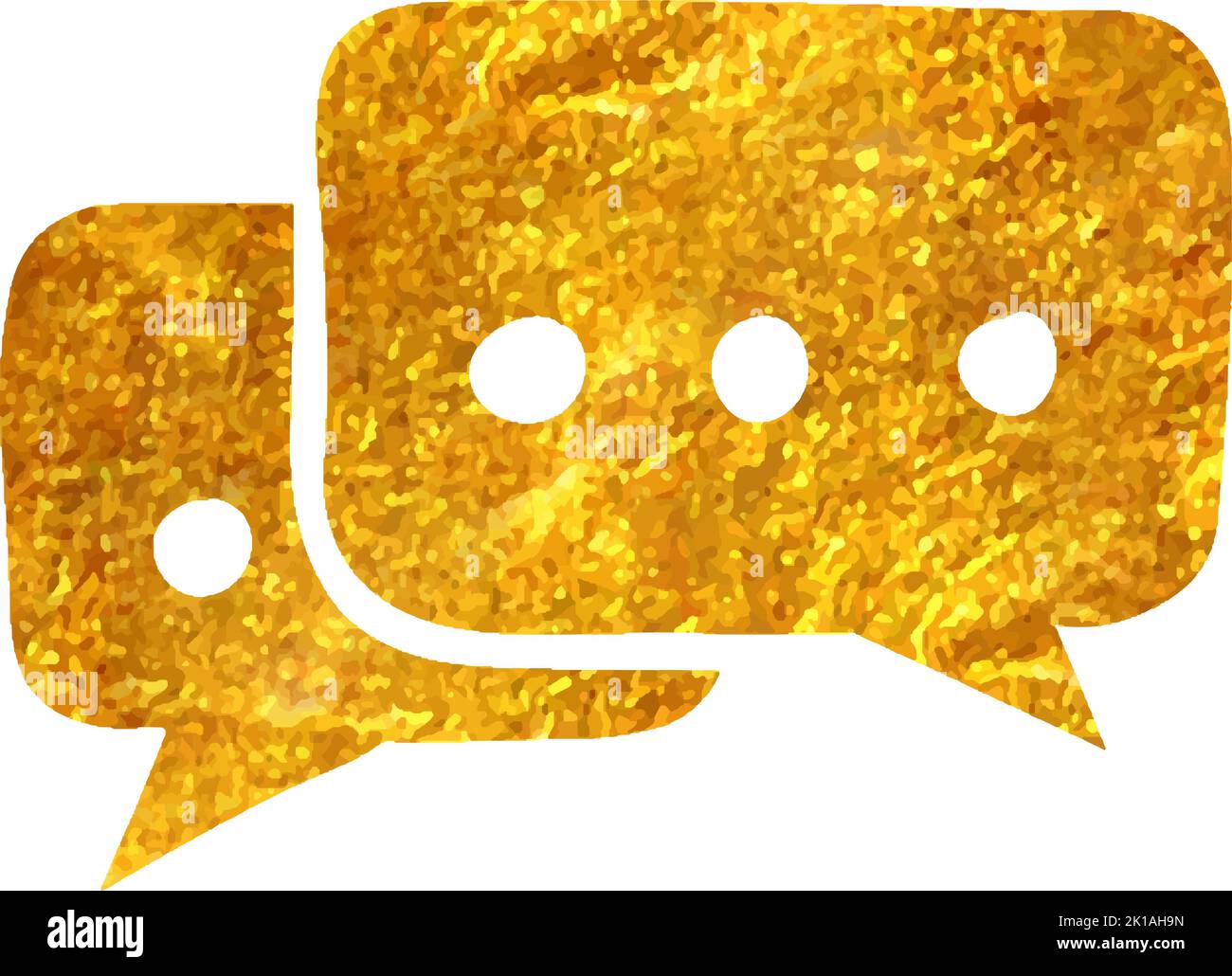 Hand drawn Chat sign icon in gold foil texture vector illustration ...
