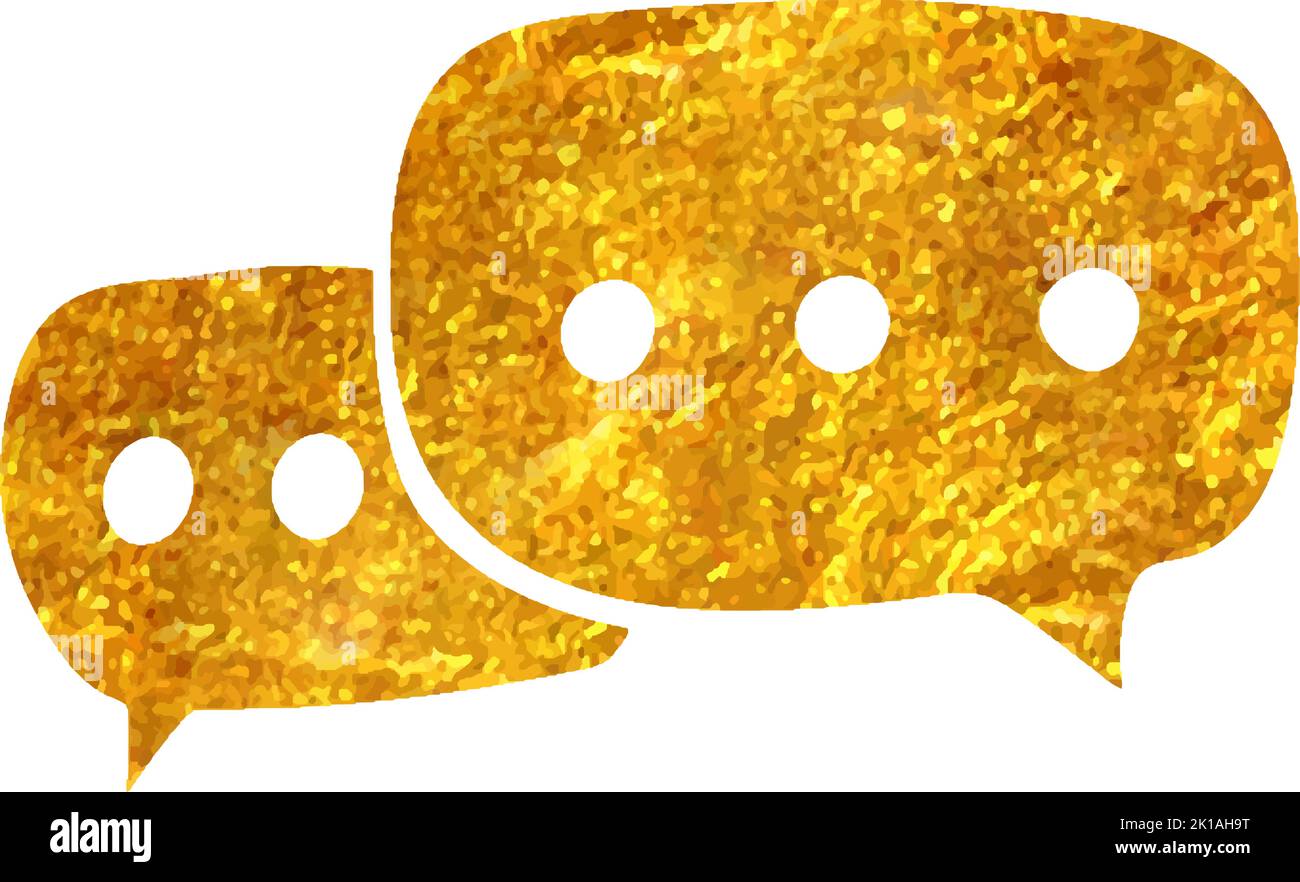 Hand drawn Chat sign icon in gold foil texture vector illustration ...