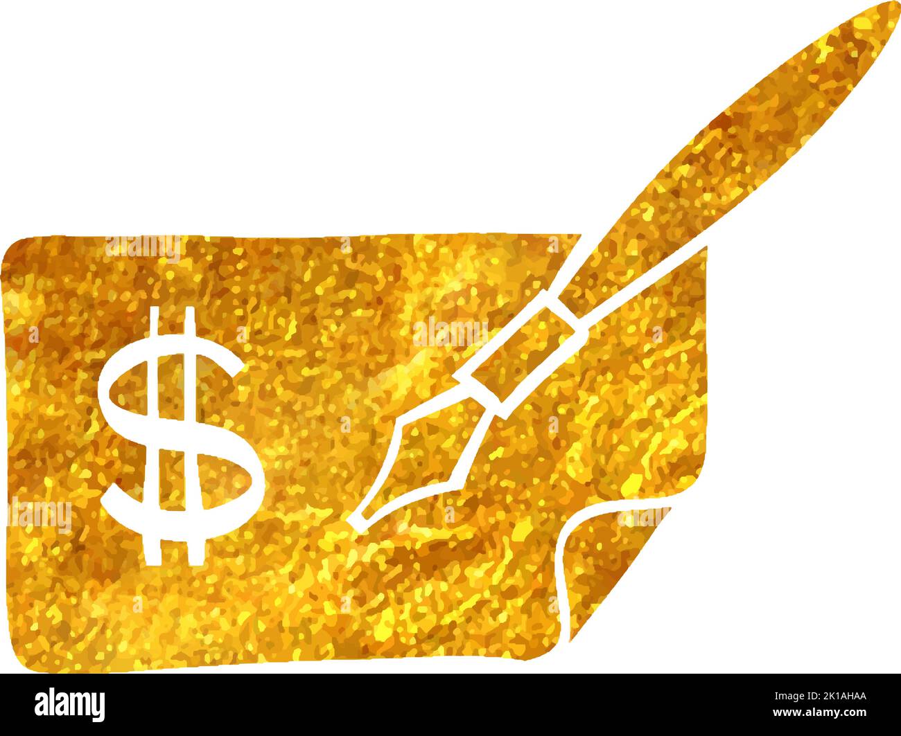 Hand drawn Check icon in gold foil texture vector illustration Stock ...