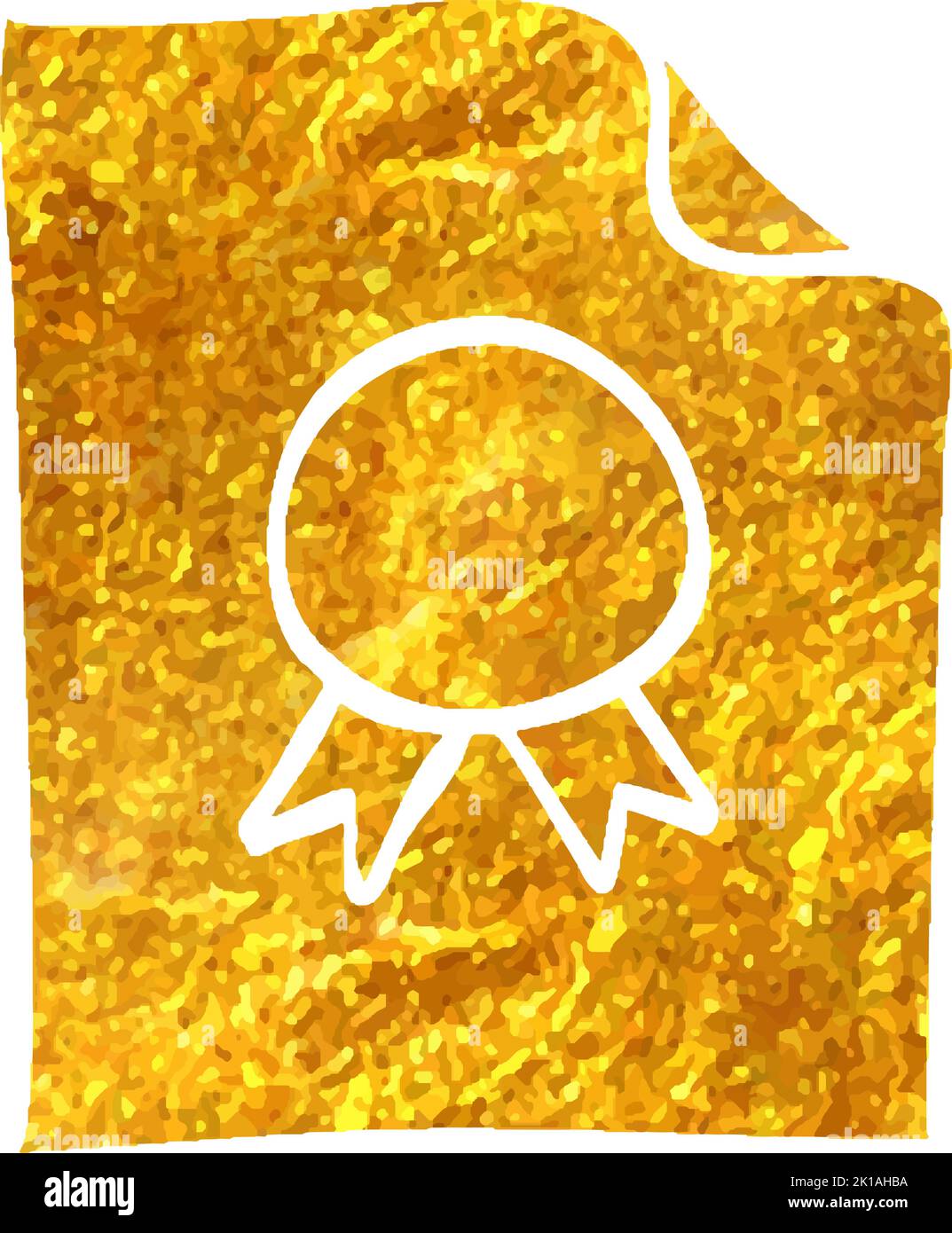 Hand drawn Contract document icon in gold foil texture vector ...