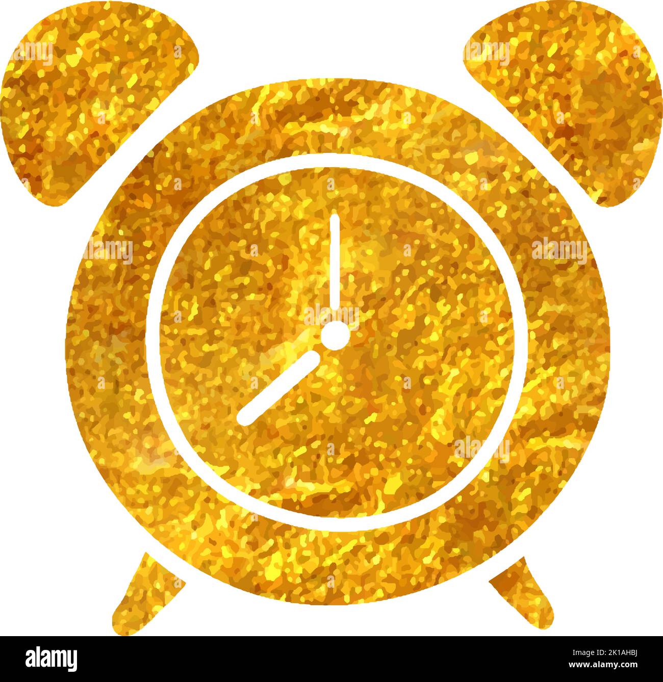 Hand drawn Clock icon in gold foil texture vector illustration Stock ...