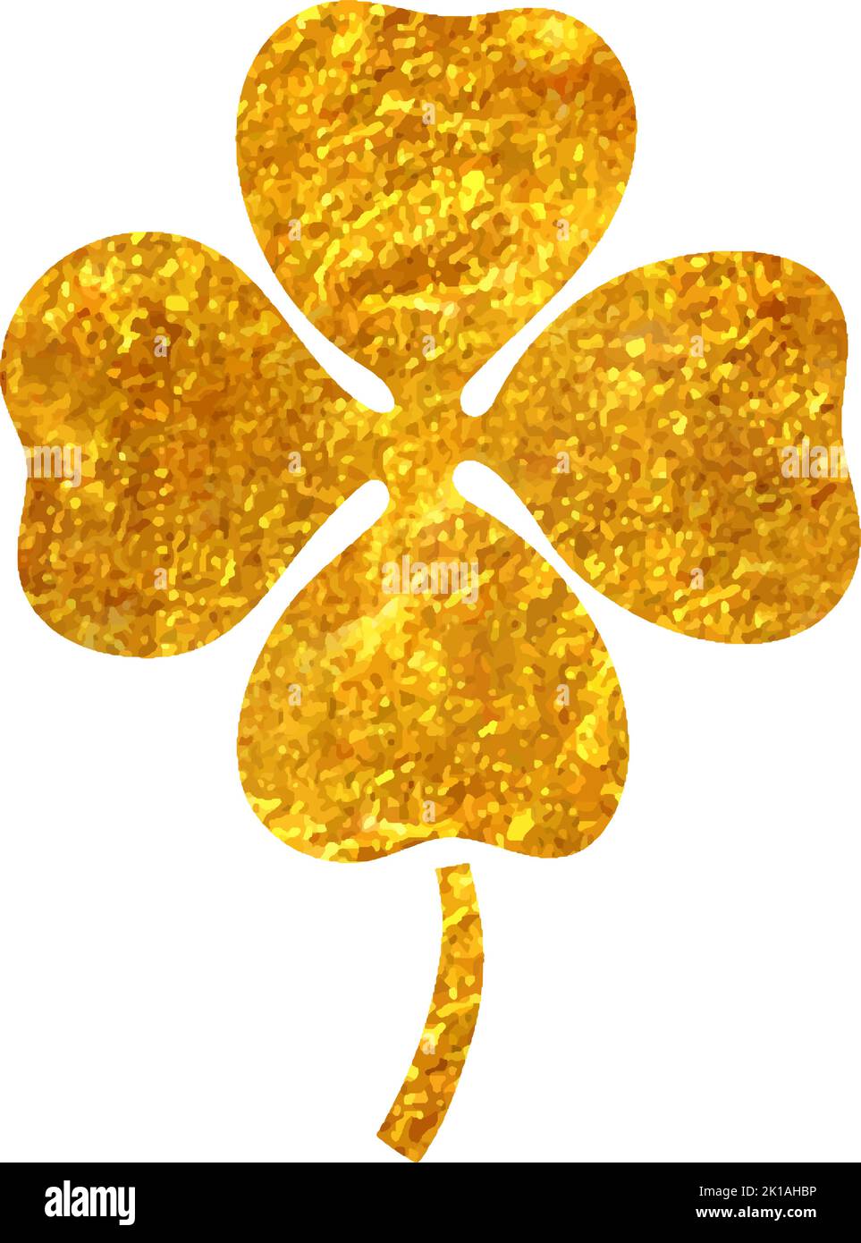 Hand drawn Clover icon in gold foil texture vector illustration Stock ...