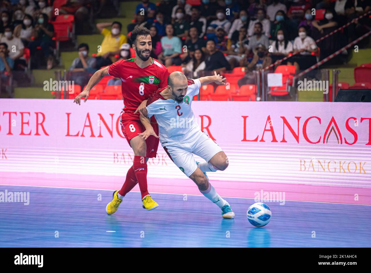 Bangkok, Thailand. 16th Sep, 2022. Mohamed Saoud Achraf (R) of Morocco and Moslem Oladghobad (L ...