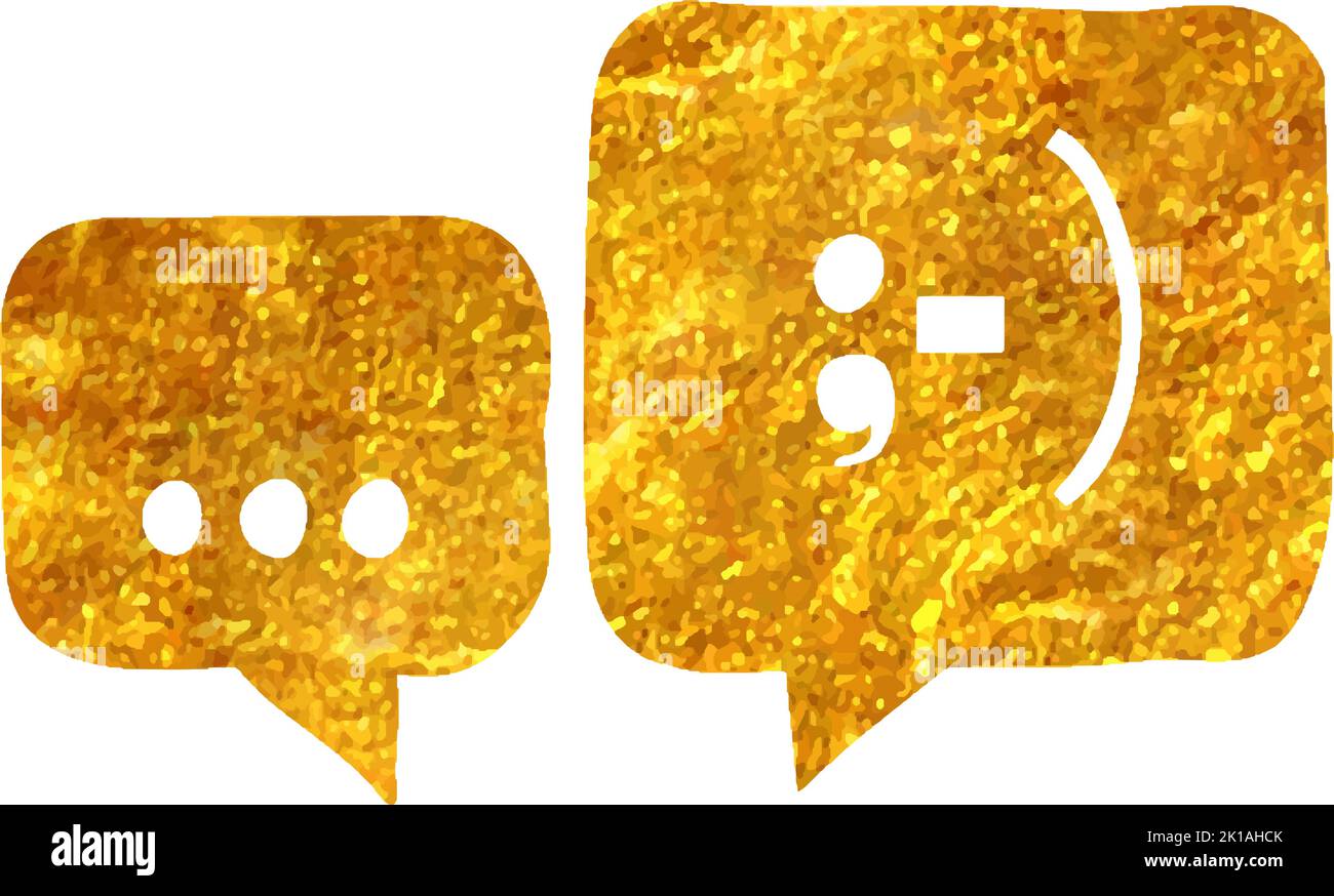 Hand drawn Chatting icon in gold foil texture vector illustration Stock ...