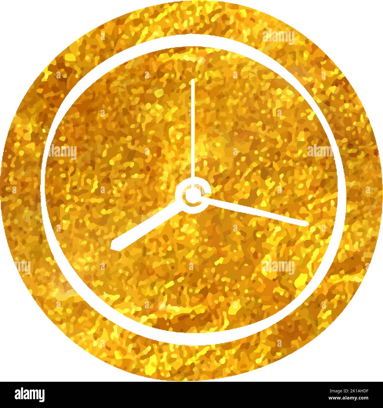 Hand drawn Clock icon in gold foil texture vector illustration Stock ...