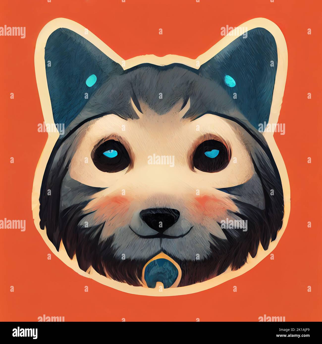 Wolf muzzle sticker. Digital illustration based on render by neural ...