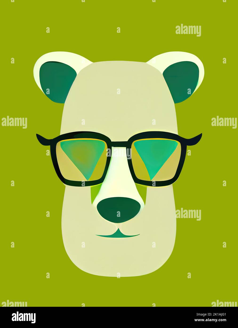 Bear head with glasses. Digital illustration based on render by neural ...