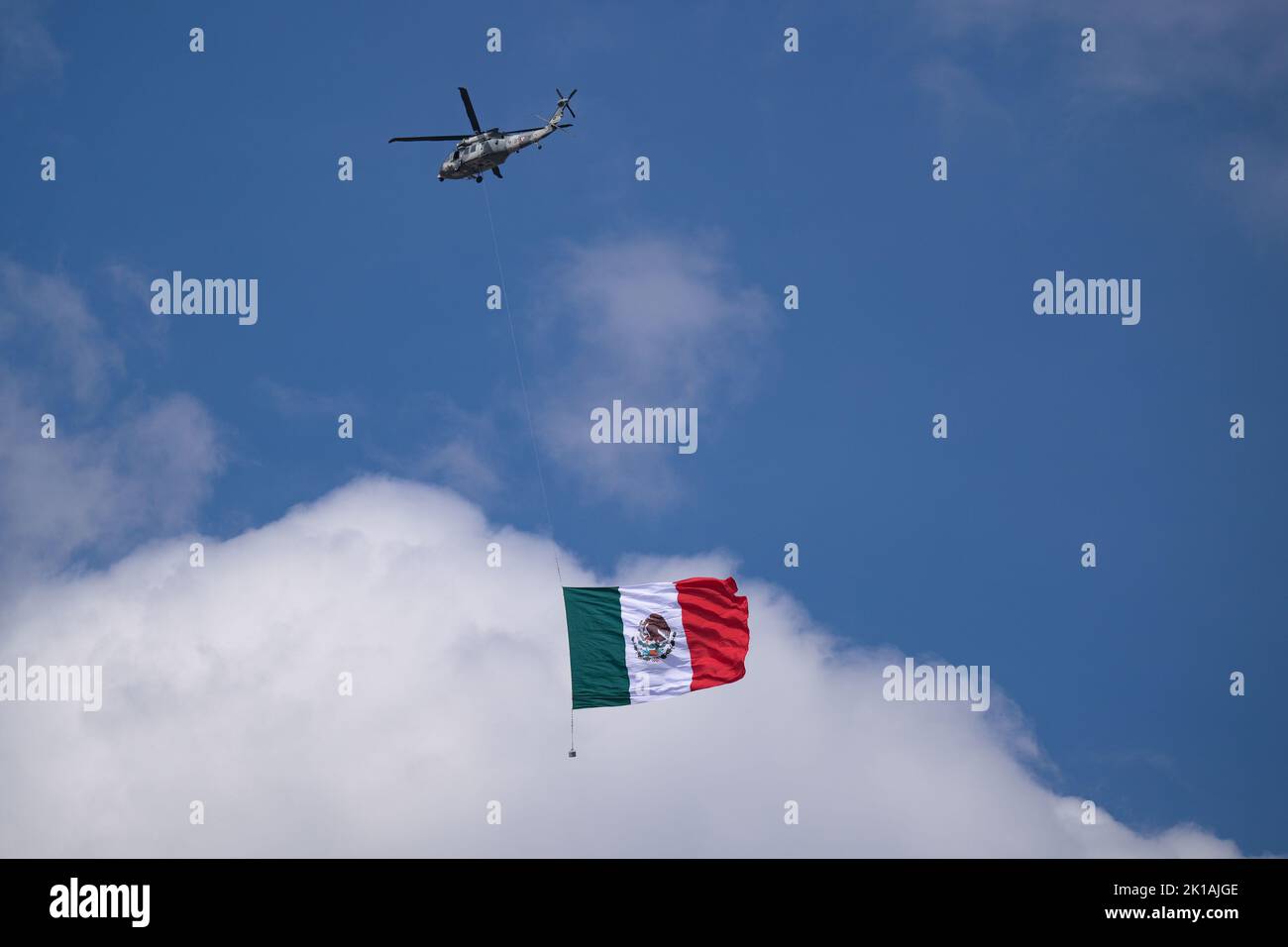 Mexico City, Mexico. 16th Sep, 2022. A helicopter carrying a national ...