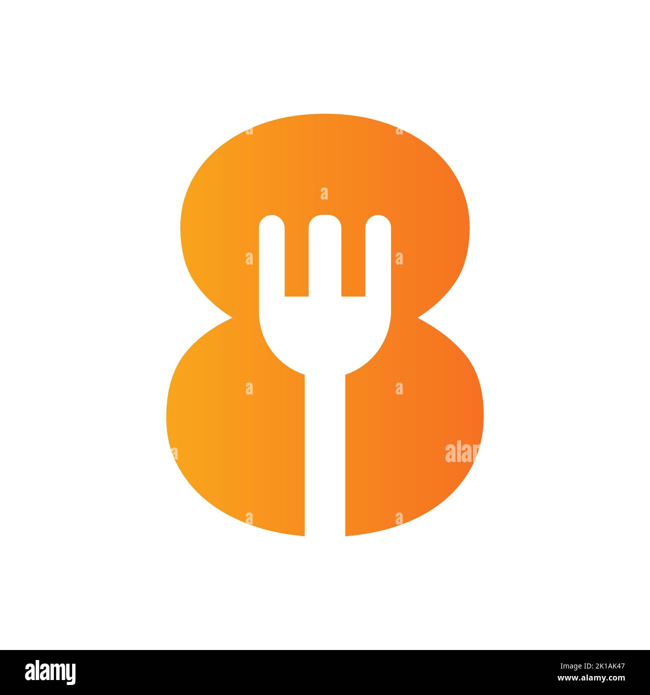 Letter 8 Restaurant Logo Combined with Fork Icon Vector Template Stock ...